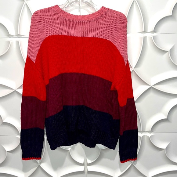 Sundry | Sweaters | Sundry Red Pink Stripe Knit Sweater V26 2 W2 1 1 Aa ...